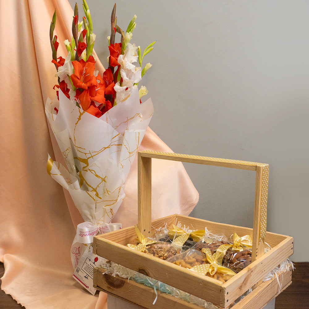 For Healthy Munching - Dry Fruit Basket & Simply Bright Bouquet – TCS ...