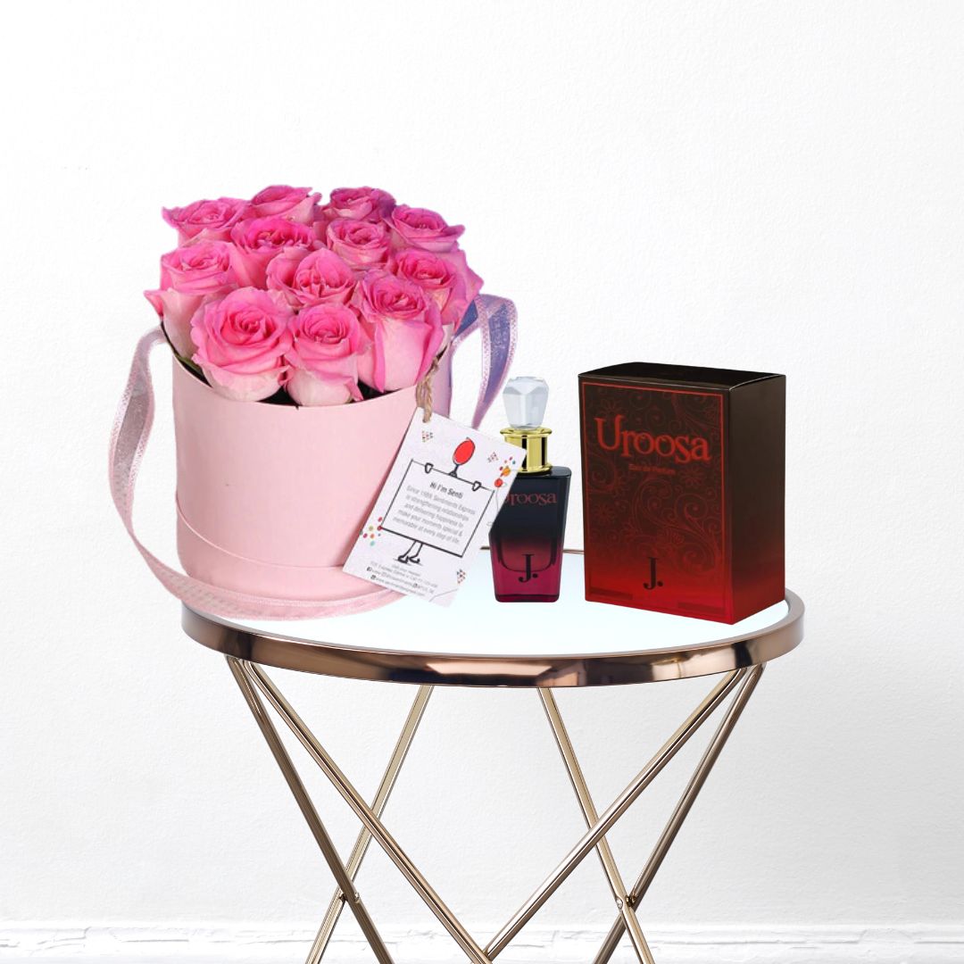UROOSA FOR HER BY J. With PINK ROSE BOX - IMPORTED PINK ROSES – TCS ...