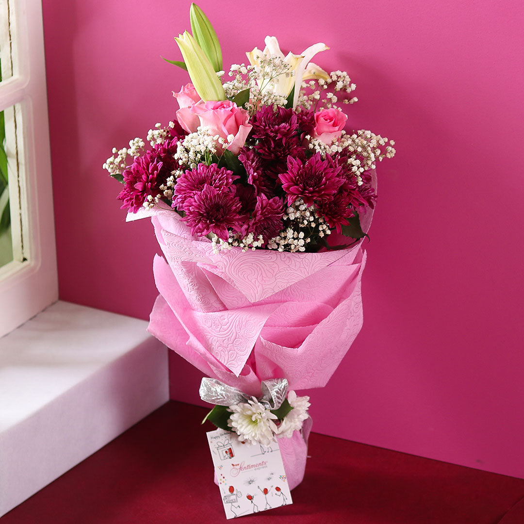 Purple Breeze Bouquet - Chrysanthemums and Roses – TCS Sentiments Express